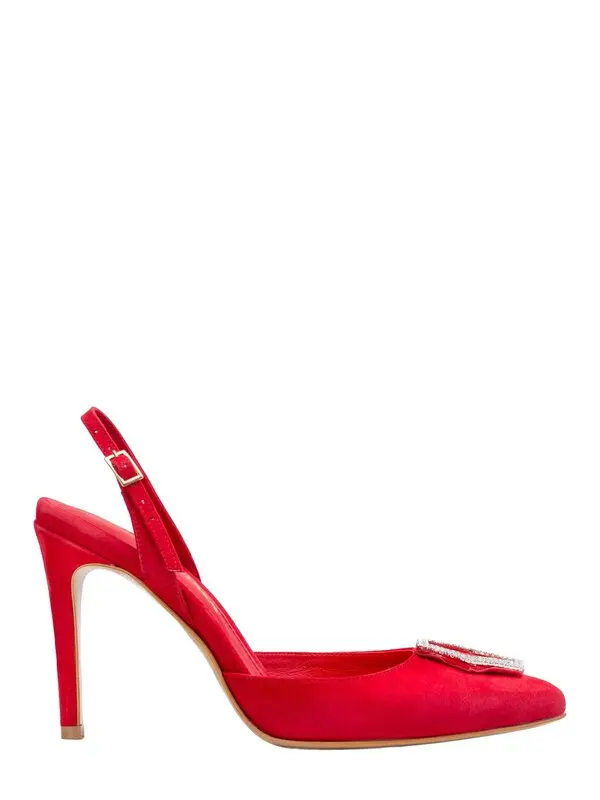 GINISSIMA Alice Crystal Embellished Slingback Pumps - Red