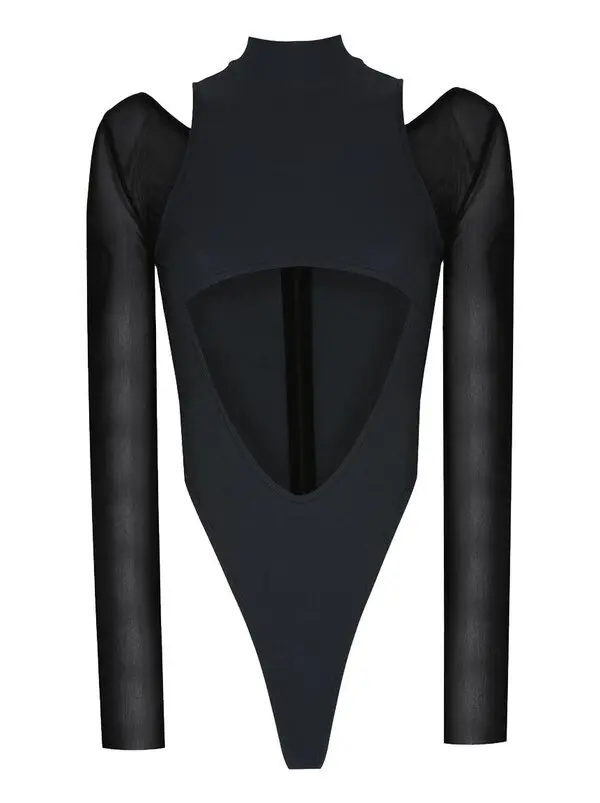 NO'DESIGN Long Sleeve Cut-out Bodysuit - Blue