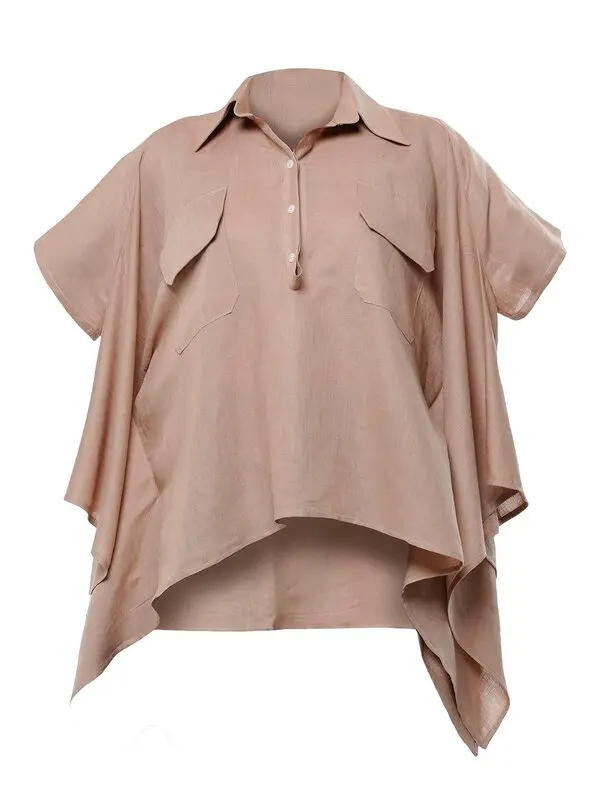 METAMORPHOZA Loose Linen Shirt - Brown