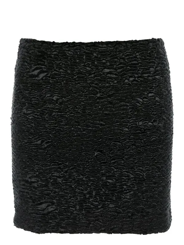 SILVIA SERBAN Astrakhan Mini Skirt - Black