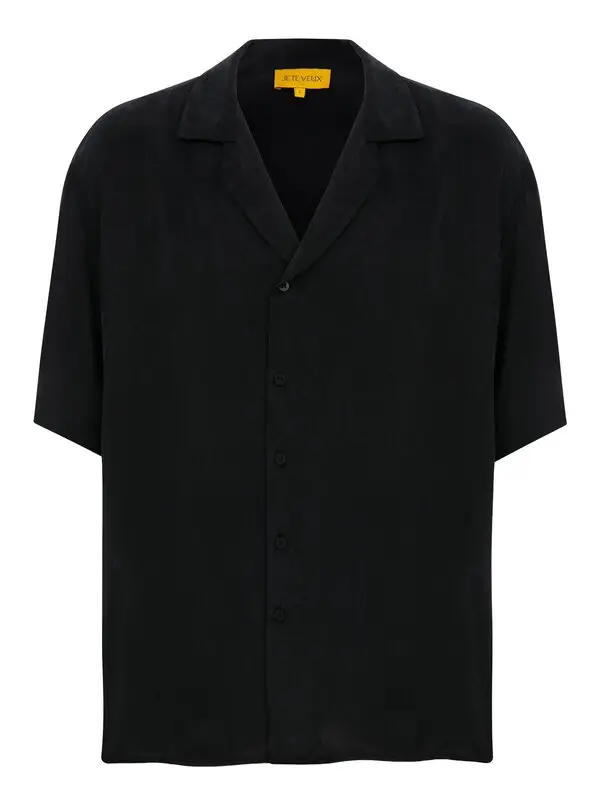 JE TE VEUX Palm Tree Printed Sun Down Vice Shirt - Black