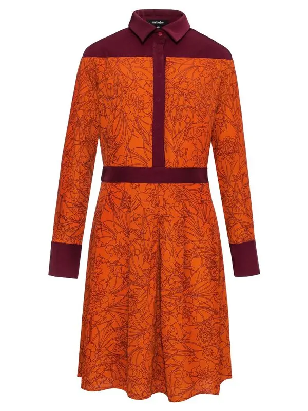 SMART AND JOY Floral Print Shirt Dress - Brown