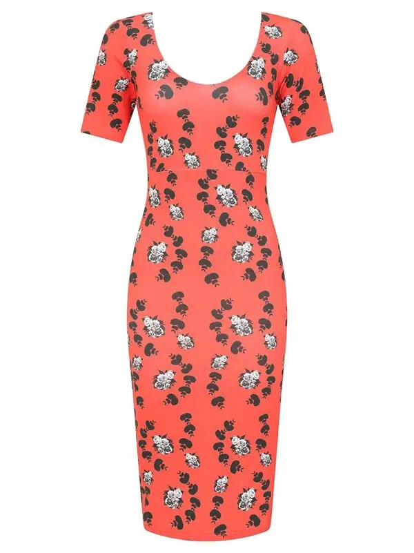 SOPHIE CAMERON DAVIES Floral Cotton Midi Dress - Red