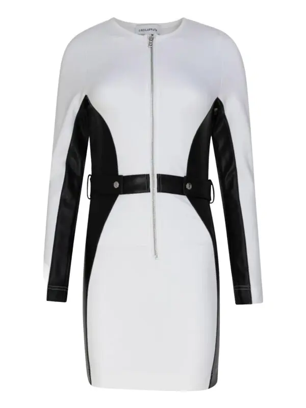 CIRCULAR PATH Paneled Bodycon Dress - White/black