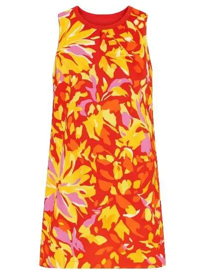 CONQUISTA Sleeveless Cotton Dress With Pleat Detail - Red