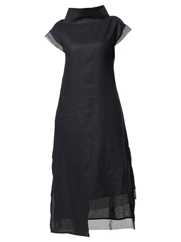 METAMORPHOZA Asymmetric Linen Dress - Black