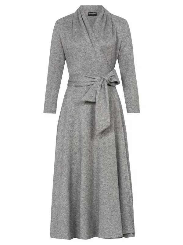 MARIANNA DÉRI Knitted Wrap Midi Dress - Grey
