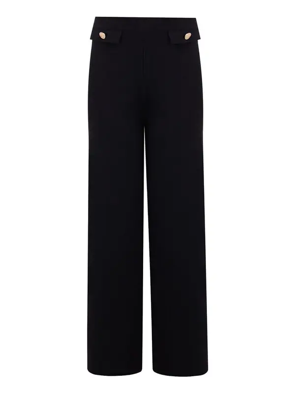 PERALUNA Marlene Trouser Button Detailed Knit Pants - Black