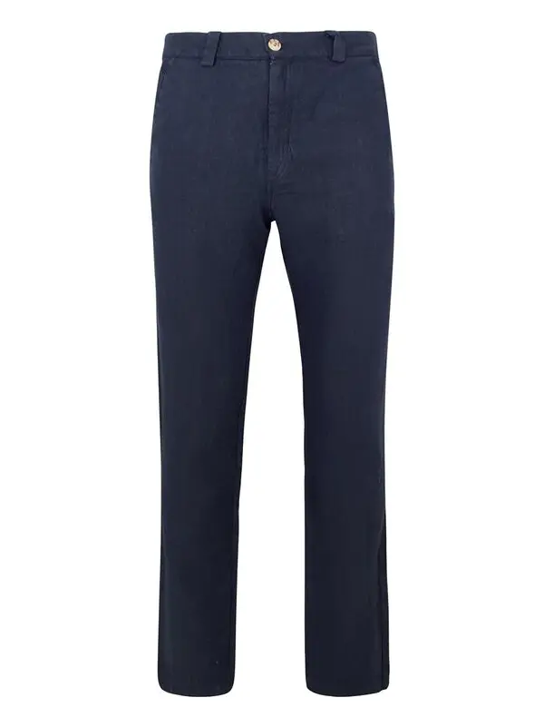 Haris Cotton Linen Pants With Cargo Pockets - Blue