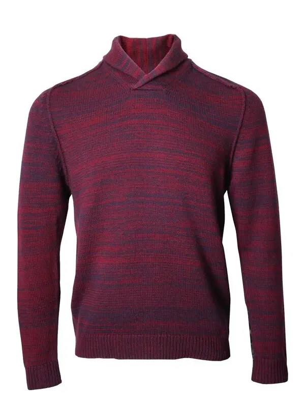 LORDS OF HARLECH Shawl Neck Sweater - Blue/red