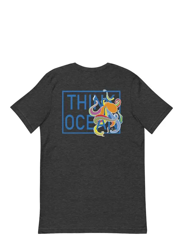 ANCHOR & CREW Heather Think Ocean Octopus Fluorescence Cotton Embroidered T-shirt - Black