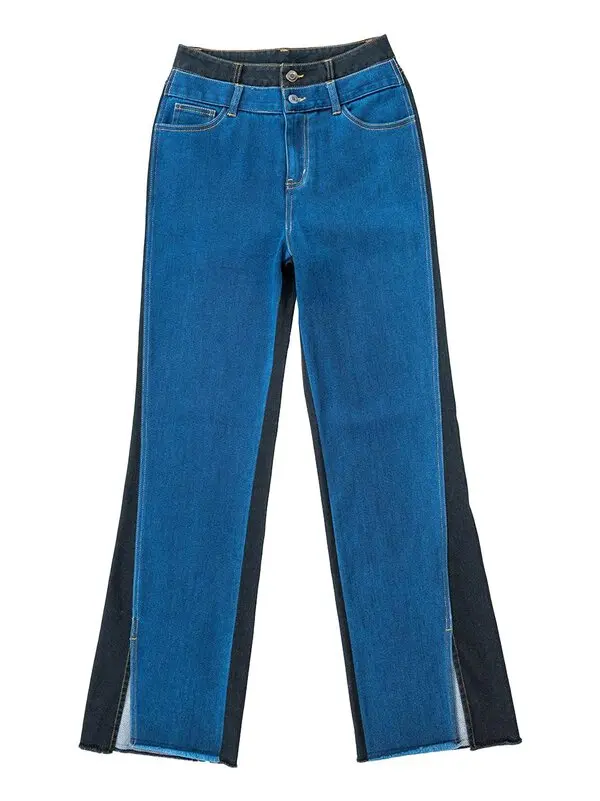 CIRCULAR PATH Loose Denim Wide Leg Pants - Blue/black