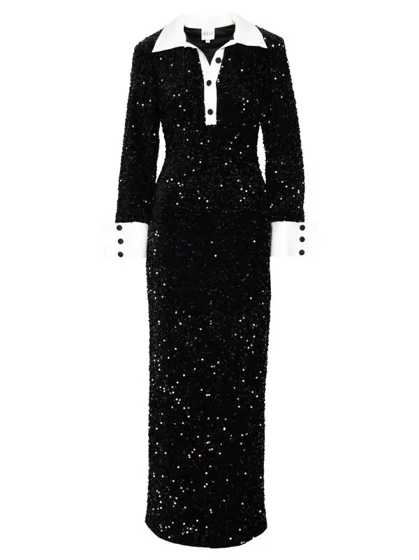 OFUURE Sequin Velvet Maxi Dress - Black