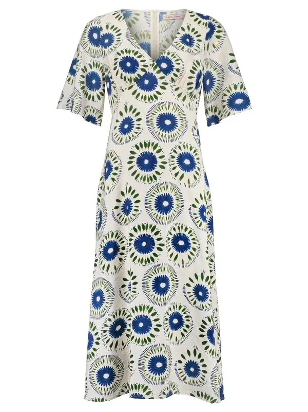 TRAFFIC PEOPLE Printed Blythe Midi Dress - Blue/green/white