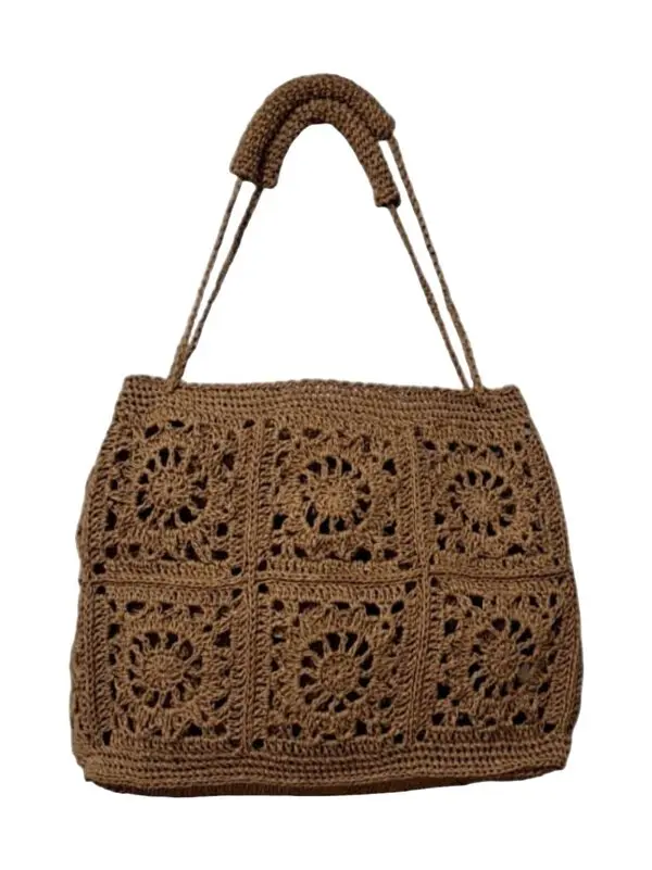 SPRINGMOONATELIER Handcrafted Raffia Shoulder Bag - Brown