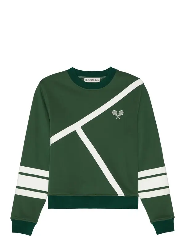 ELLSWORTH + IVEY Elle Tennis Lines Sweatshirt - Green