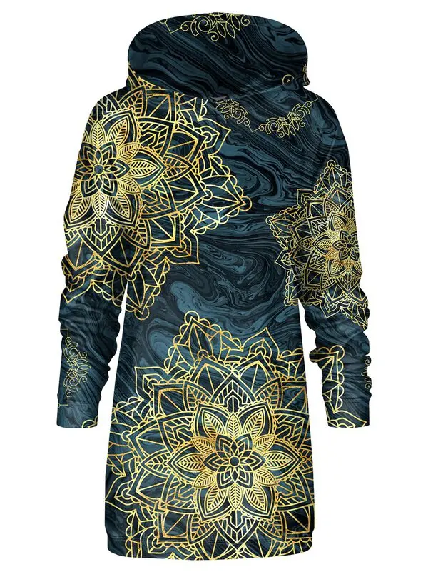 ALOHA FROM DEER Hoodie Oversize Dress - Black/gold