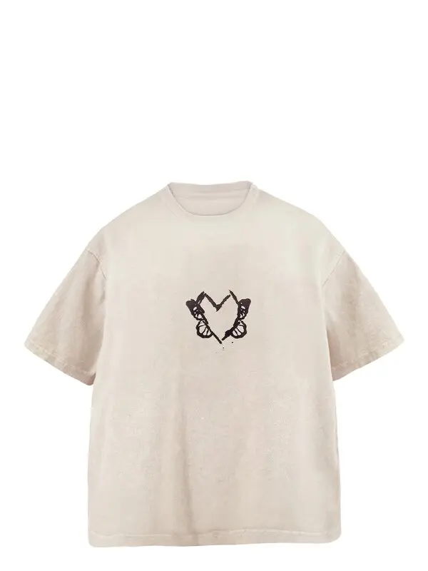 X ILONA BLUE Neutrals Heart With Wings Cotton Tee - Black