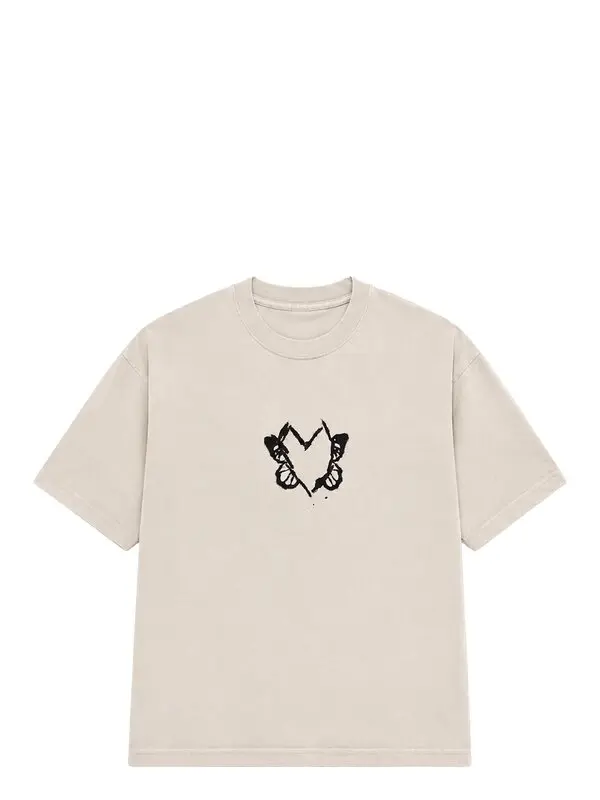 X ILONA BLUE Neutrals Heart With Wings Cotton Tee - Black