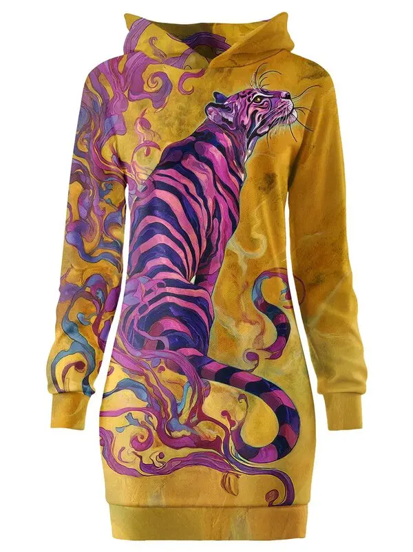ALOHA FROM DEER Oversized Hoodie Dress - Yellow/purple