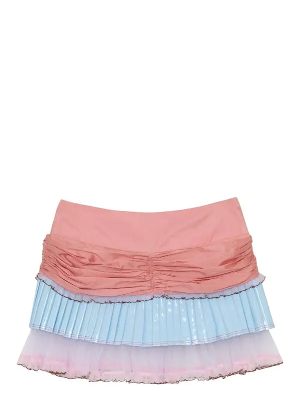 PALOMA LIRA Mini Skirt With Pleated And Draped Detail - Blue