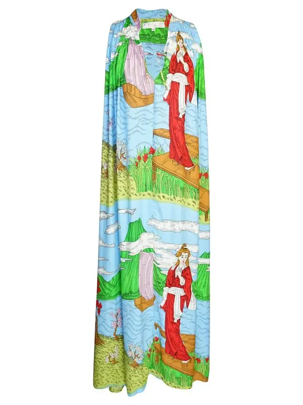 JENNAFER GRACE Fuji Garden Maxi Dress - Green/blue