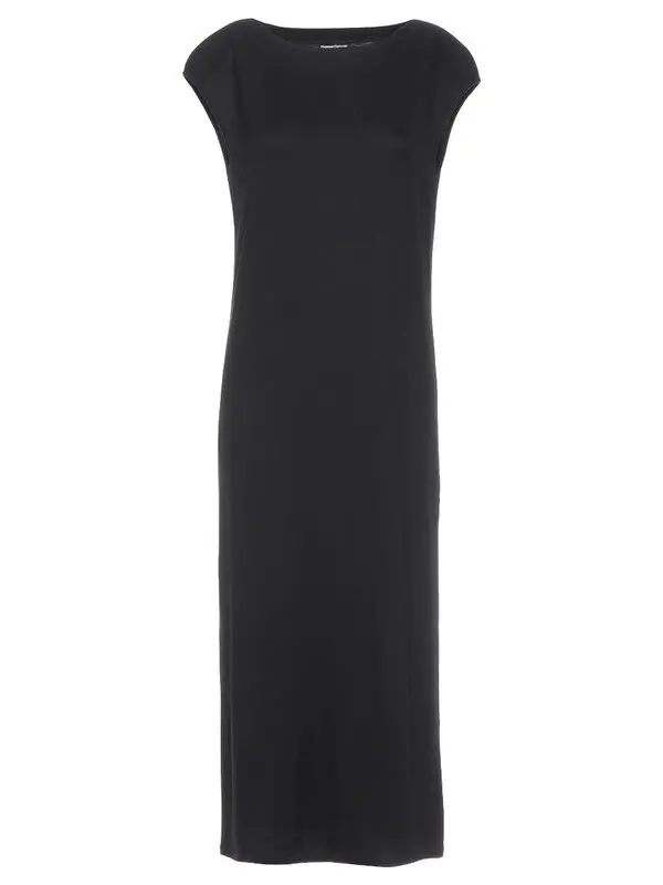HELENE GALWAS Bailey Midi Dress With Boatneck And Slit - Black