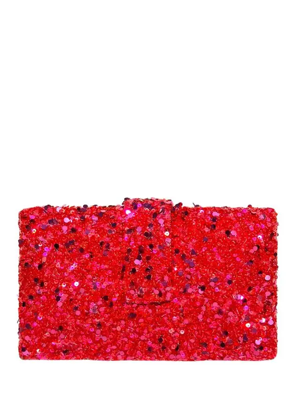 SIMITRI Sequin Embellished Clutch - Red/pink