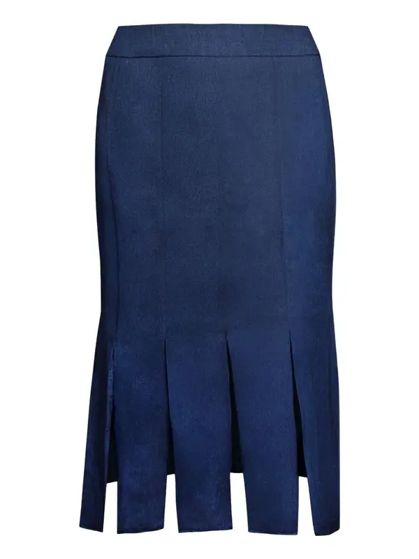 MADEBYZA Denim Structured Skirt With Box Pleats - Blue