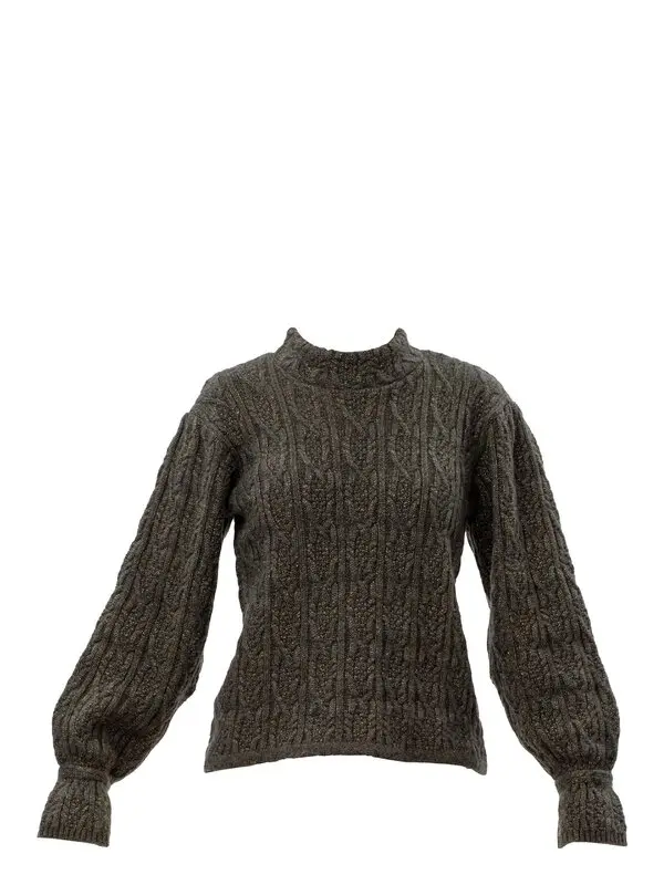MAISON BOGOMIL Cable Knit Sweater With Ruffle Sleeves - Green