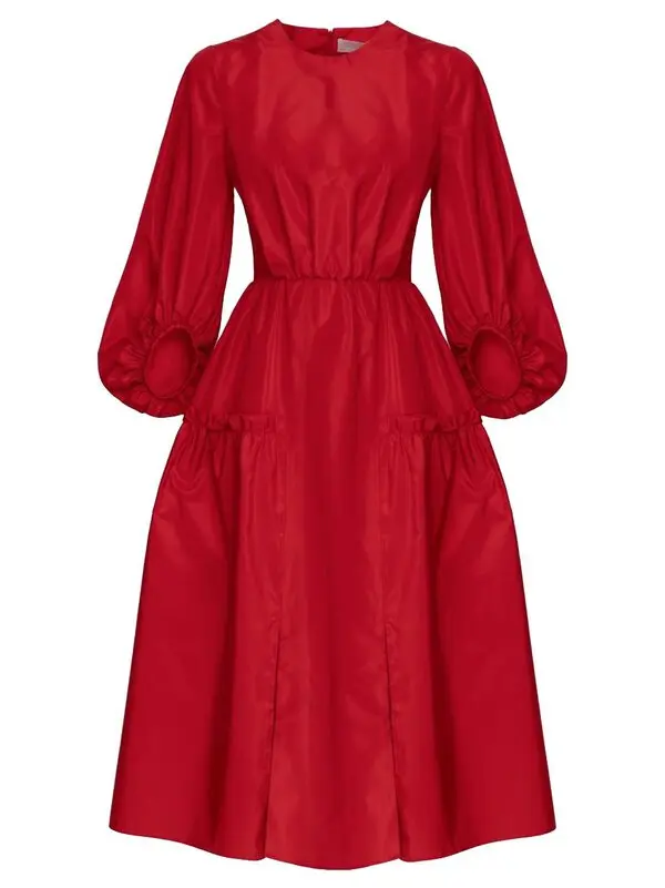 GEORGETTE Grace Dress With Cut-out Sleeve - Red