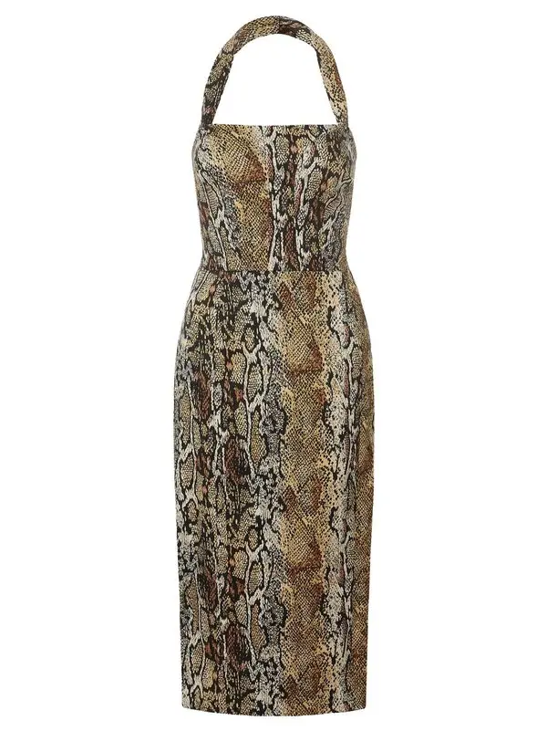 LAHIVE Aliza Python Halter Dress - Yellow