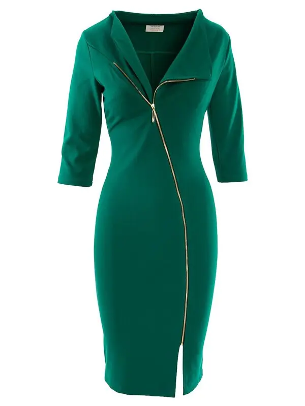 ROSERRY Zipped Jersey Midi Dress - Green