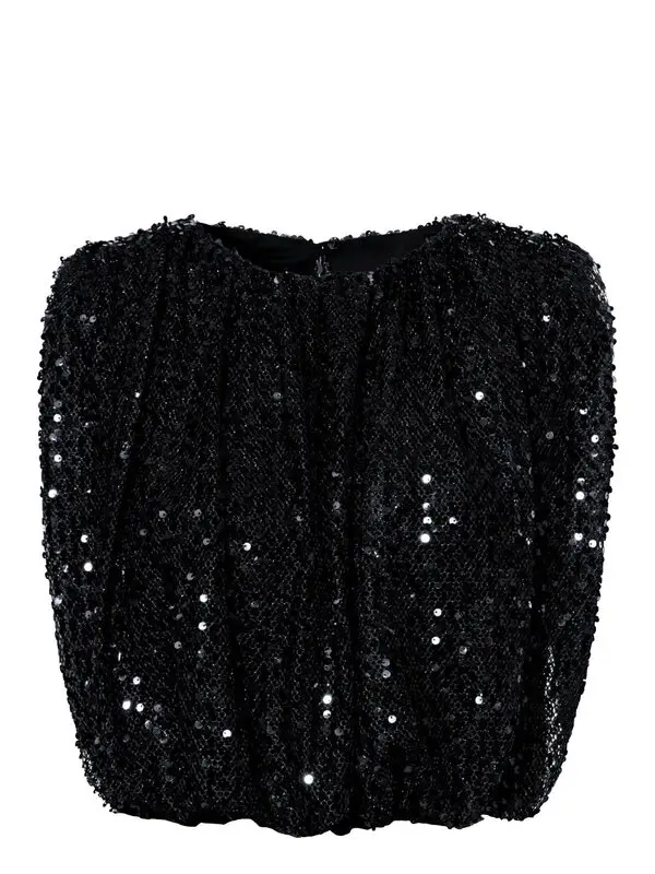 AGGI BY HALEWSKI Sparkle Sleeveless Sequin Top - Black