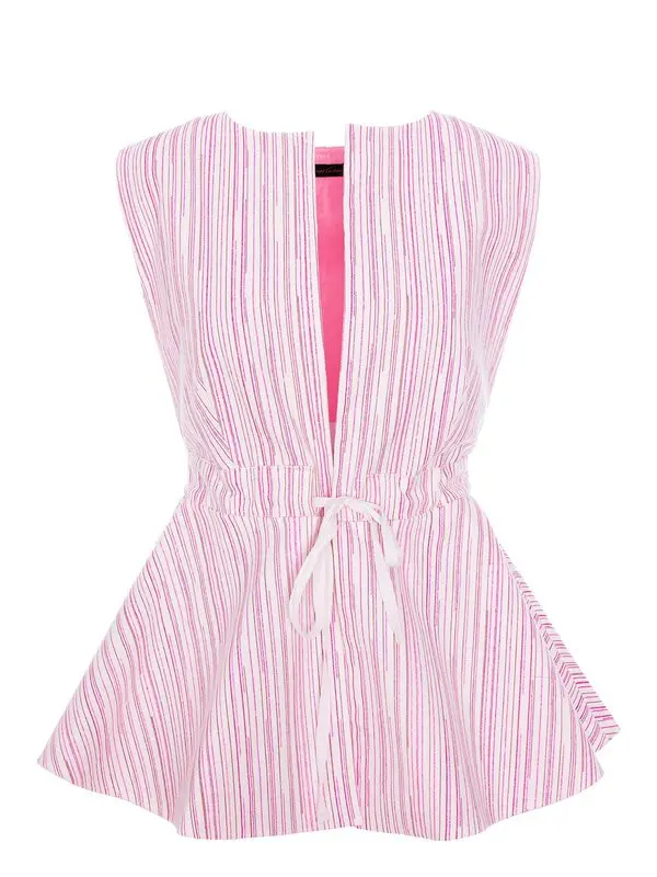 CONCEPT A TROIS Peplum Fitted Vest - White/pink