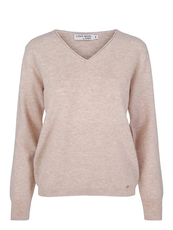 TIRILLM Cilla V-neck Merino Wool Pullover - Beige