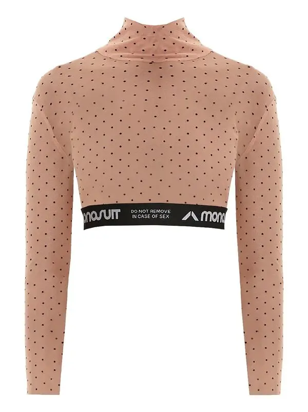 MONOSUIT Cropped Polka Dot Top - Beige