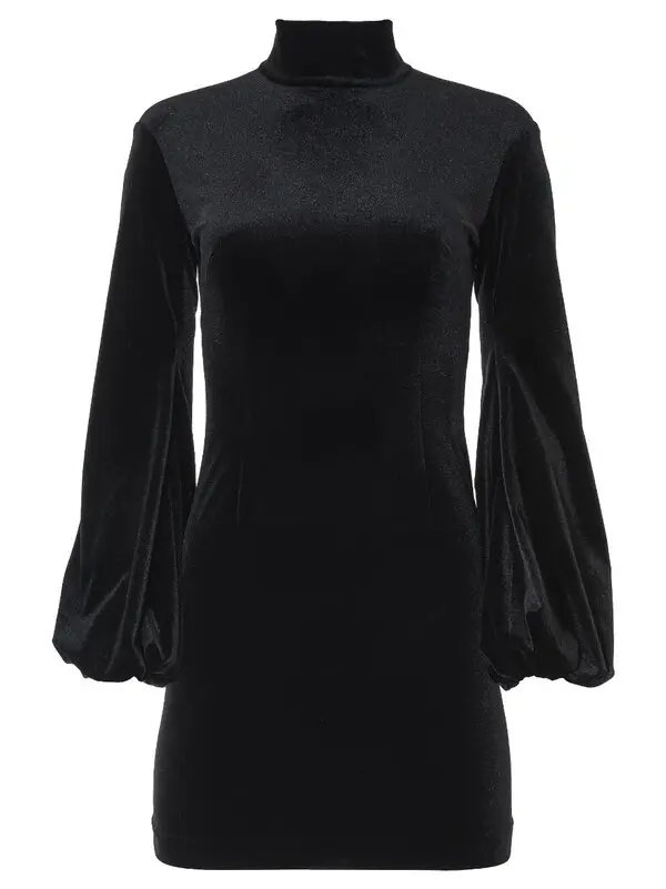 LITA COUTURE Mini Velvet Dress - Black