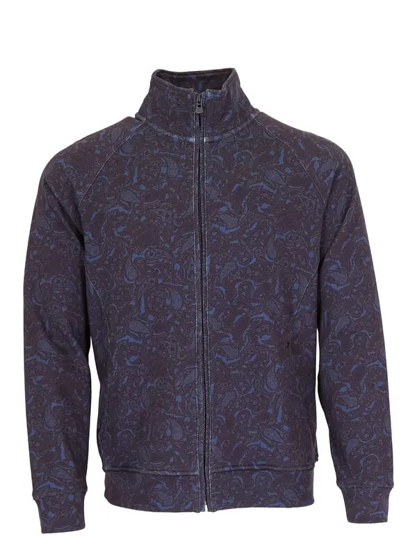 LORDS OF HARLECH Neville Madrid Paisley Full-zip Jacket - Blue