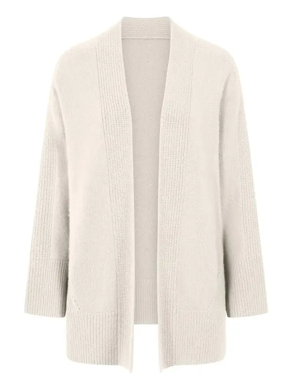 LOOP CASHMERE Ribbed Edge To Edge Cardigan - White