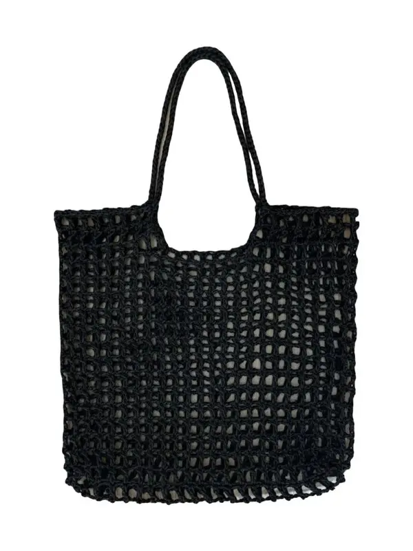 SPRINGMOONATELIER Handmade Crochet Mesh Tote Bag - Black