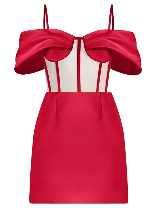 TIA DORRAINE Belle Of The Ball Satin Mini Dress - Red