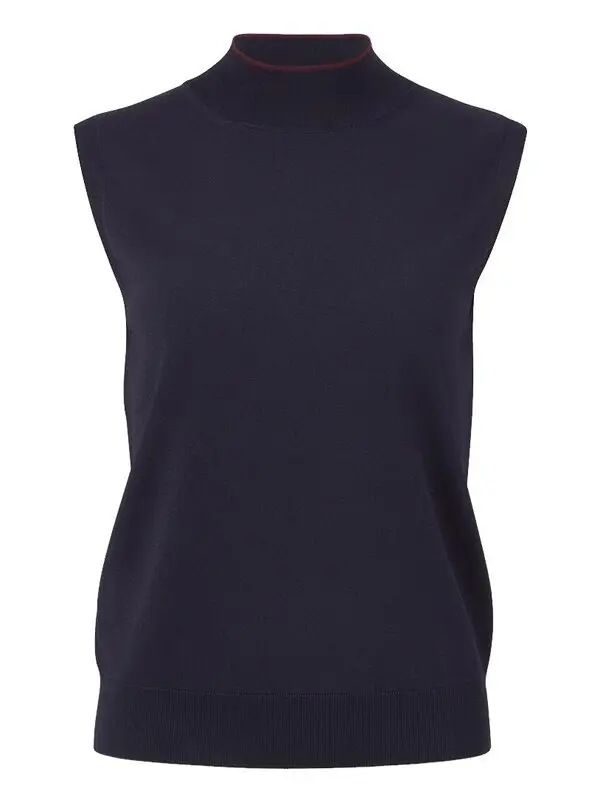 ELUNE MODE Sleeveless Mock-neck Knit Vest - Blue