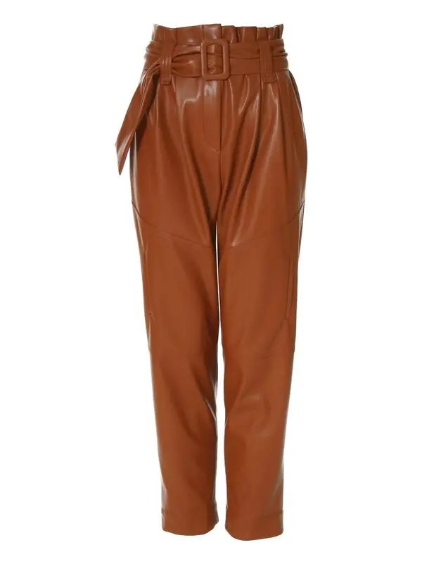 AGGI BY HALEWSKI Carrie Aztec Vegan Leather Pants - Brown