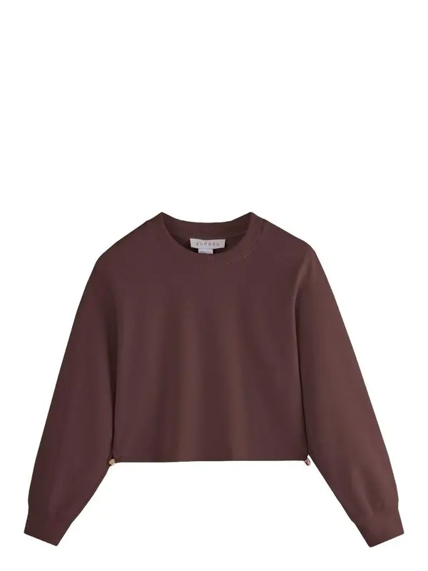 SUPESU Cubby Cropped Sweater - Brown