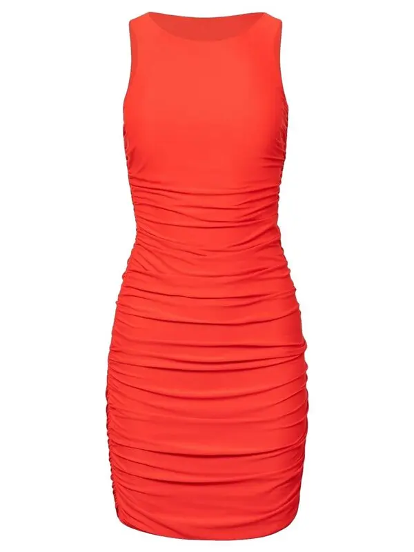 PLAYALUXE Ibiza Ruched Mini Dress - Red