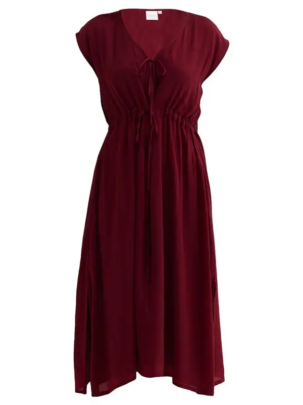 REISTOR Gathered Crepe Midi Dress - Brown