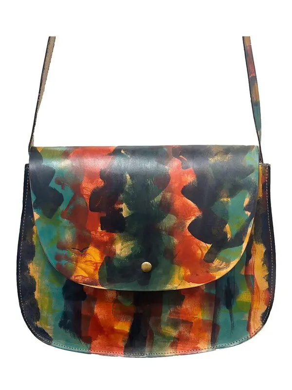 ZASTASTUDIO Hand-painted Leather Messenger Bag - Black