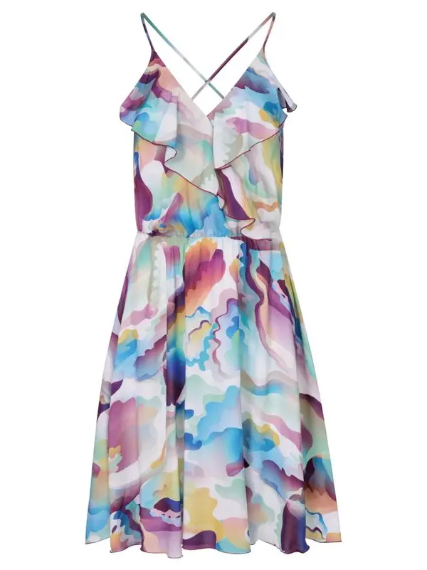 OH!ZUZA NIGHT&DAY Printed Dress Ecovero Viscose Blend - Green/blue