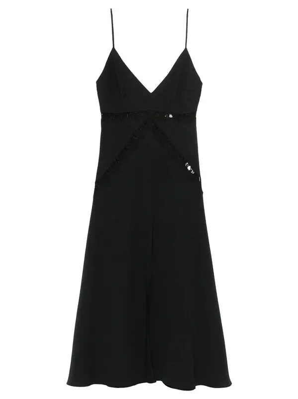 NISSA Lace-insert Midi Dress - Black